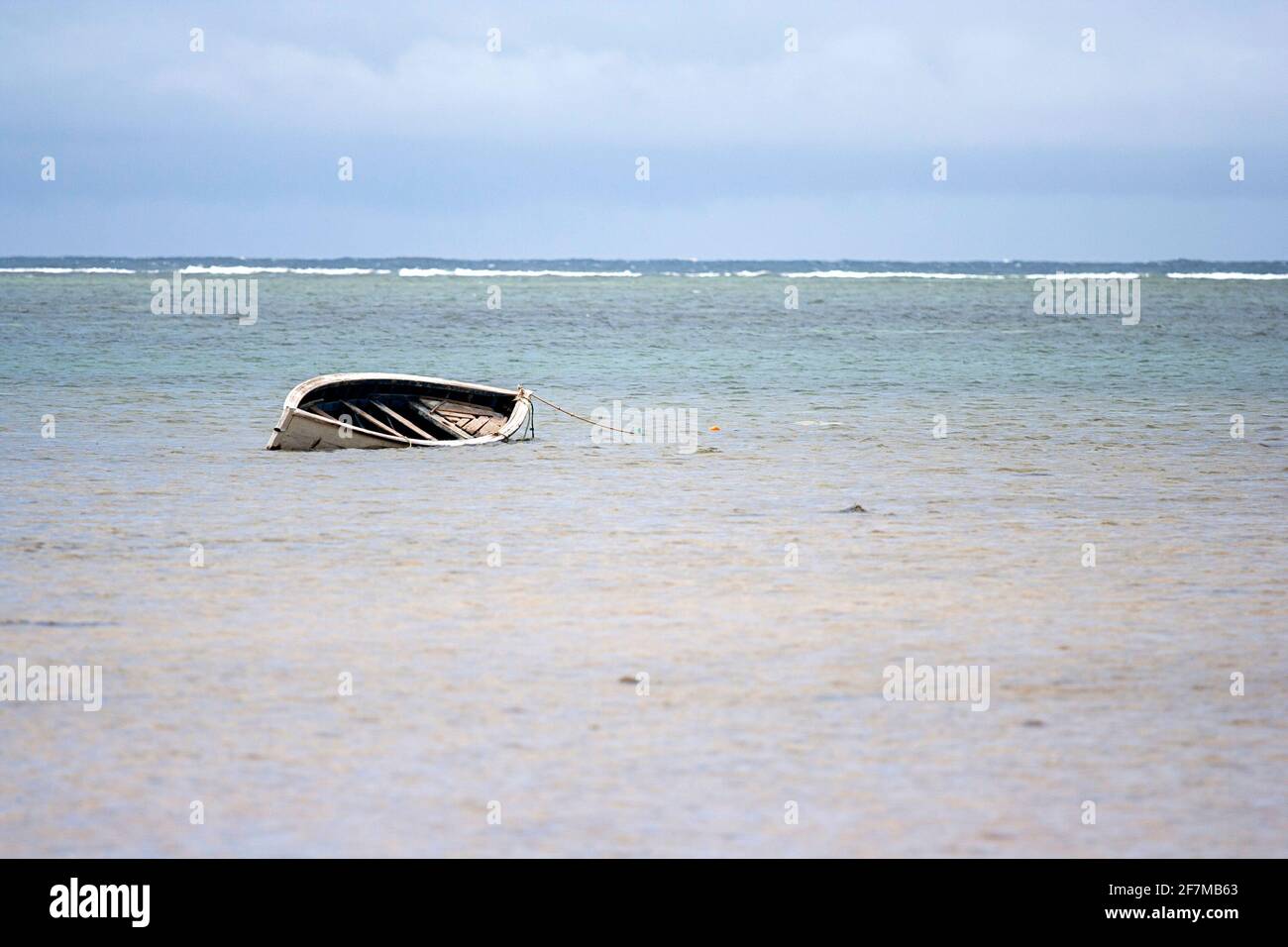 Traditional fisherman sailing boat turned to the side in the sea ...