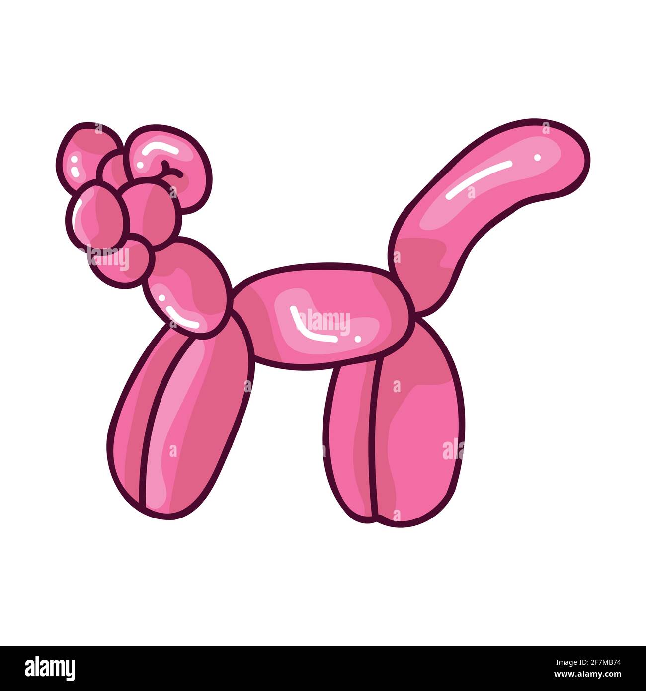 Cute cartoon pink girls cat balloon animal vector illustration. Simple ...