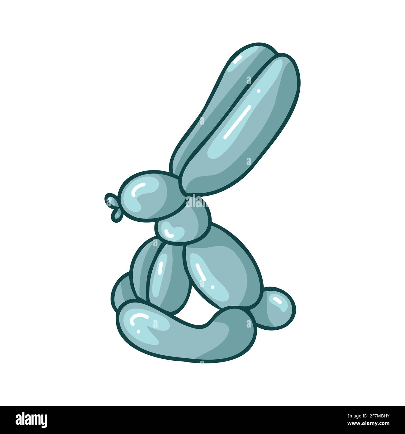 Cute cartoon unisex rabbit balloon animal vector illustration. Simple ...