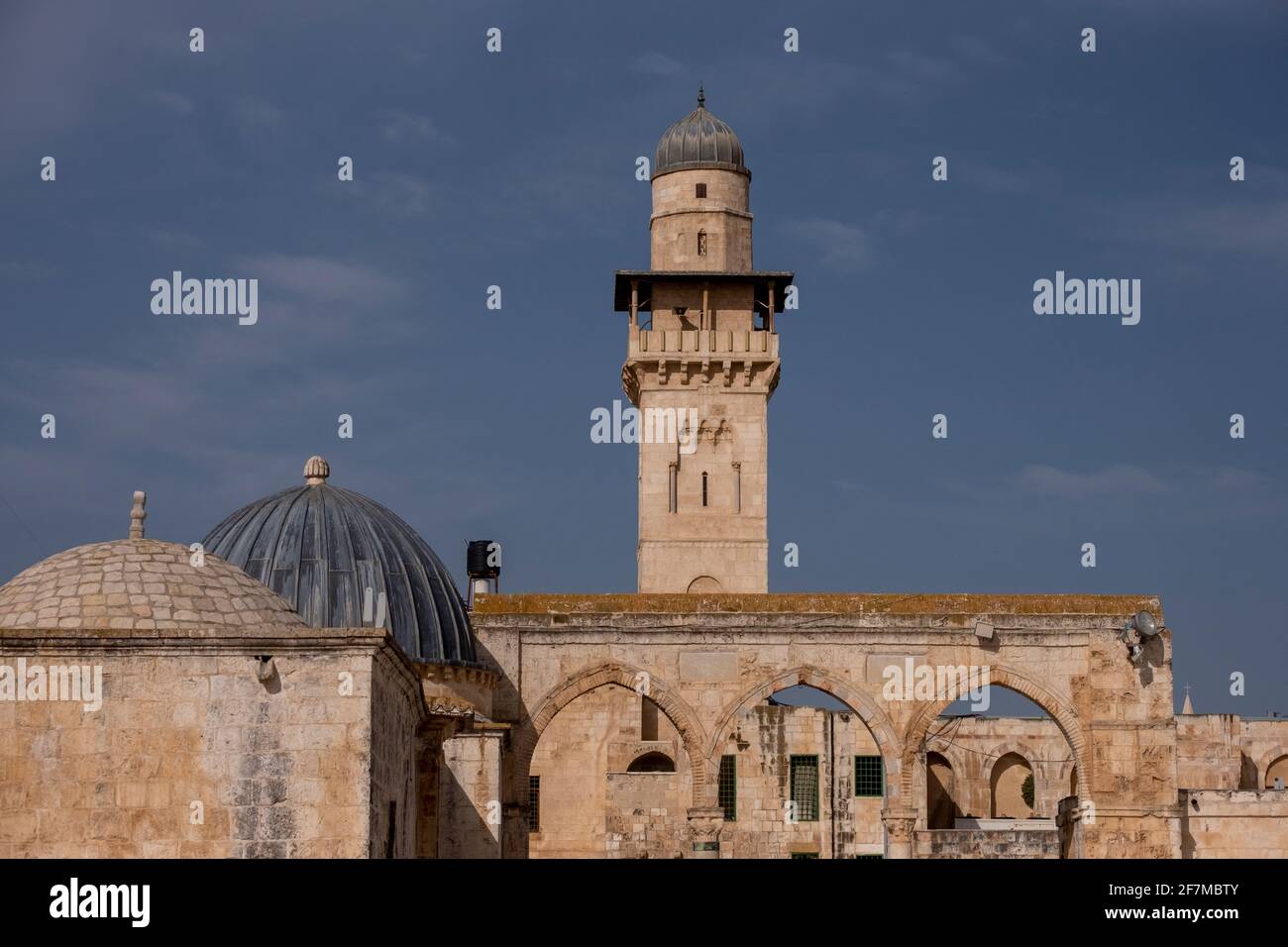 View of the 14th century Bab al-Silsila minaret (The Chain Gate Minaret ...