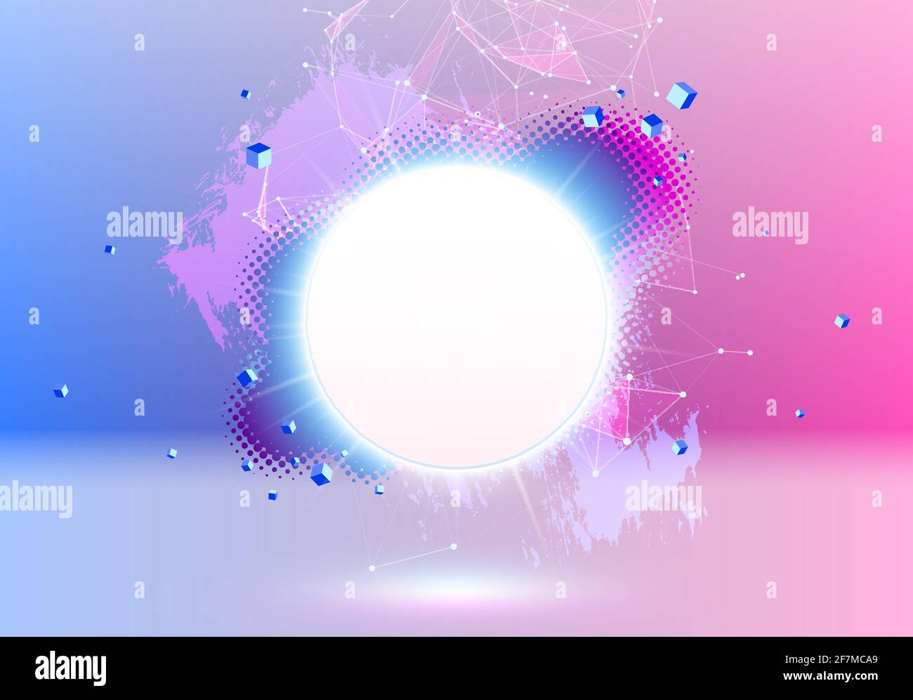 Abstract pink and blue vaporwave styled background with shiny neon ...