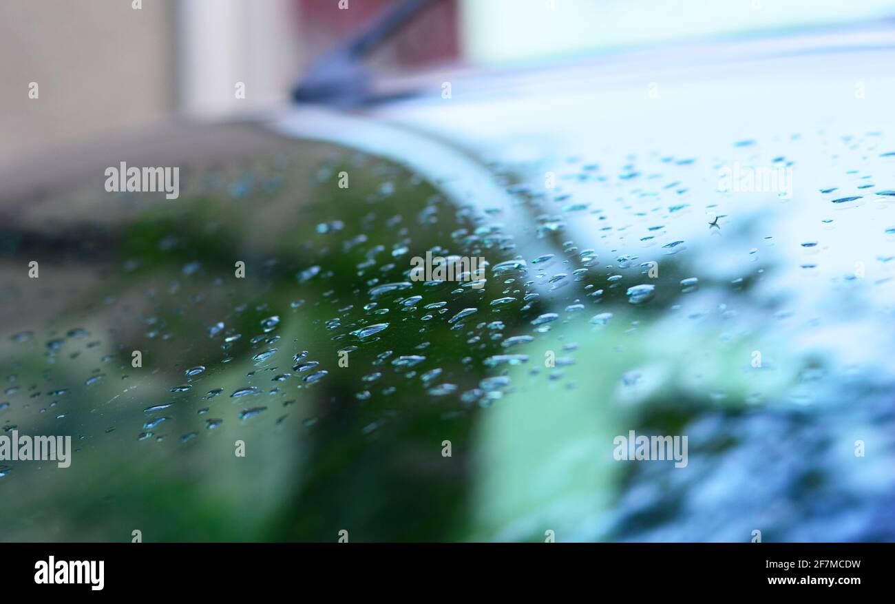 a rain drops on a car surface Stock Photo - Alamy