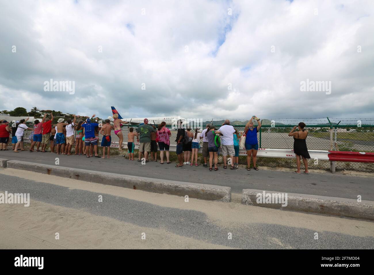Delta Flight Ready To Take Off Tourists Receiving Jet Blast At Maho
