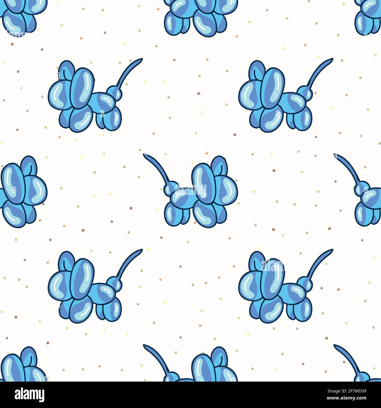 Cute cartoon blue boys balloon animal mouse background. Hand drawn ...