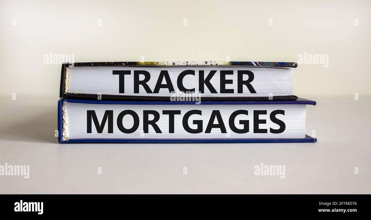 Tracker mortgage symbol. Concept words 'Tracker mortgage' on books on a ...