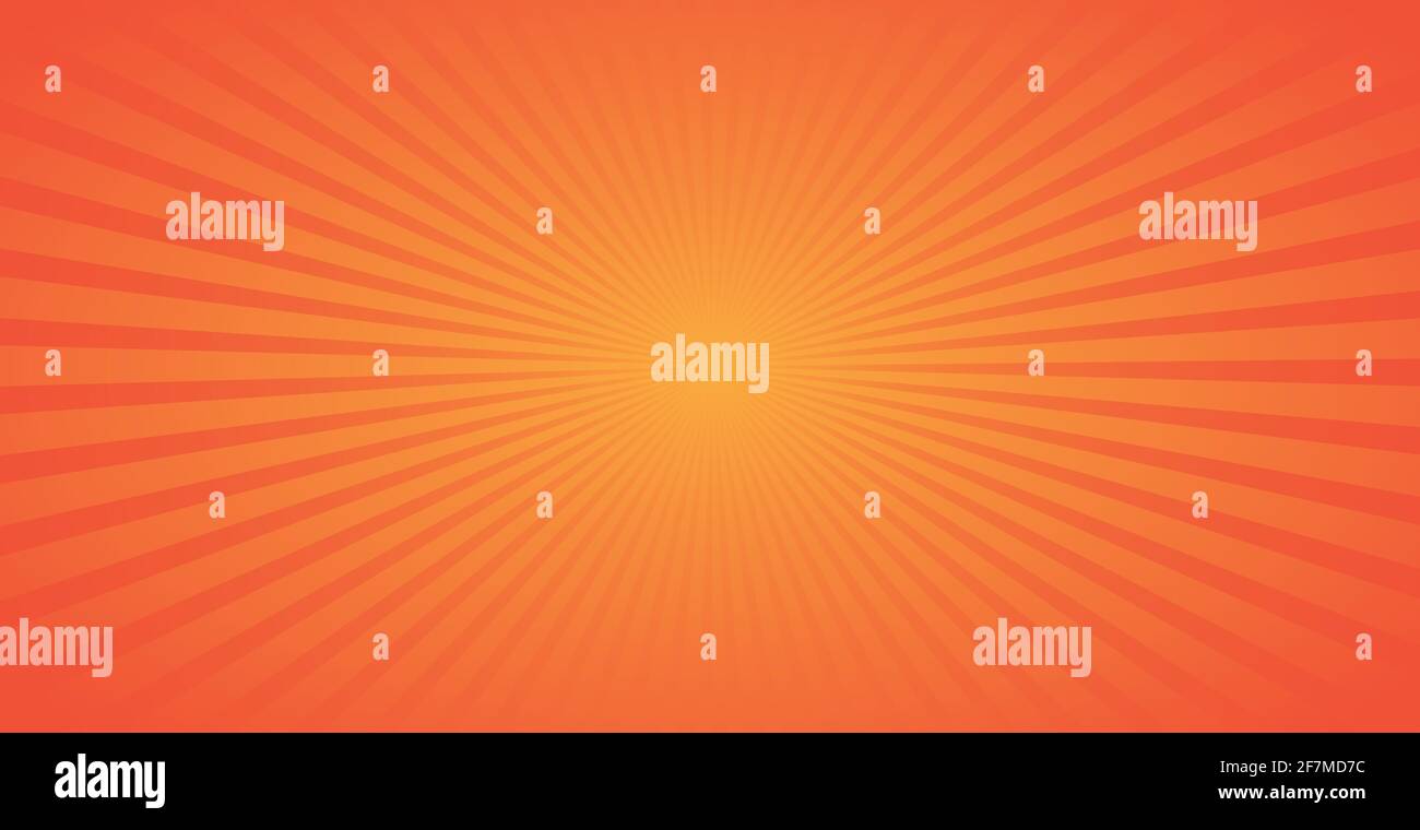 Abstract image, orange rays of the sun on a red background - Vector ...