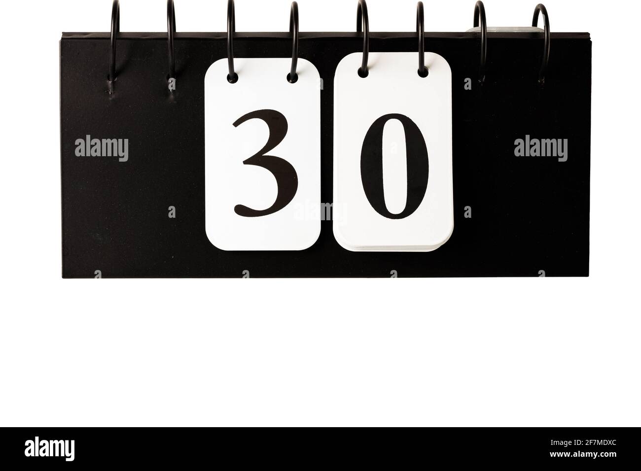 Close up view of calendar with selected date 30 isolated on white background Stock Photo - Alamy