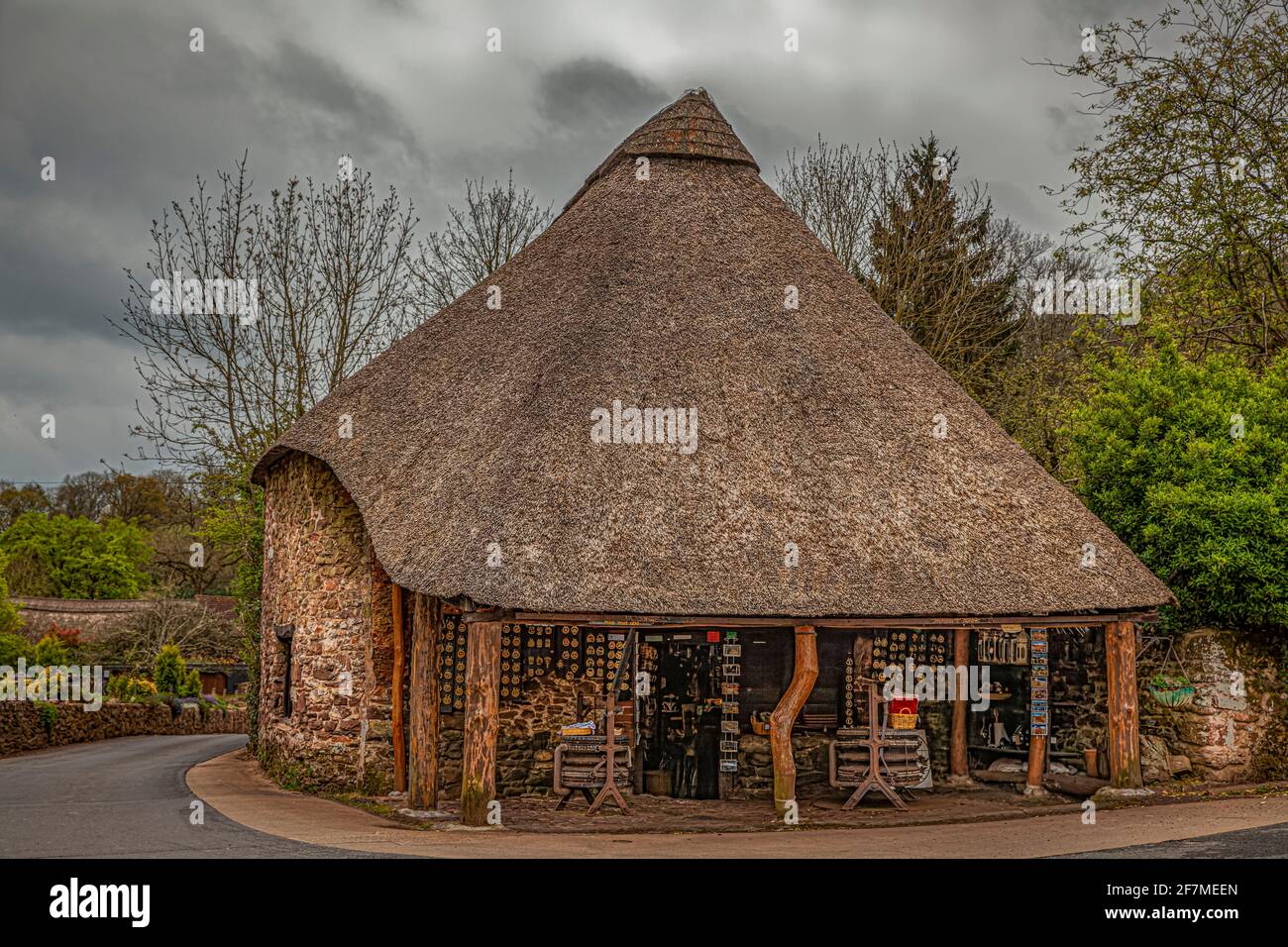 Thatched Cone Shape Shop in Cockington Devon Stock Photo - Alamy