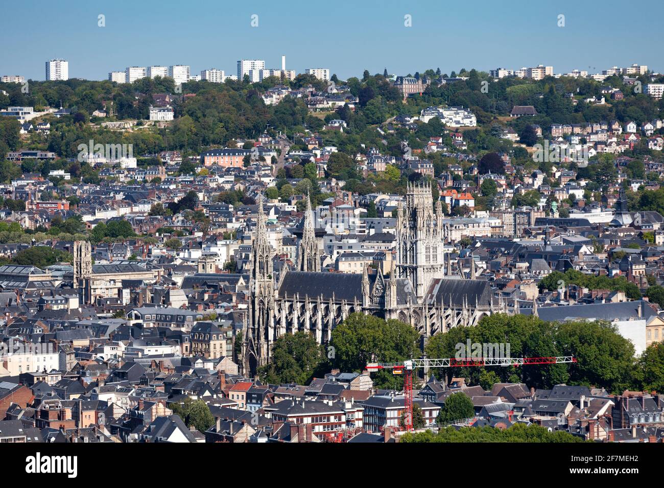 Rouen, France - August 05 2020: Aerial view of the Abbatiale Saint-Ouen ...