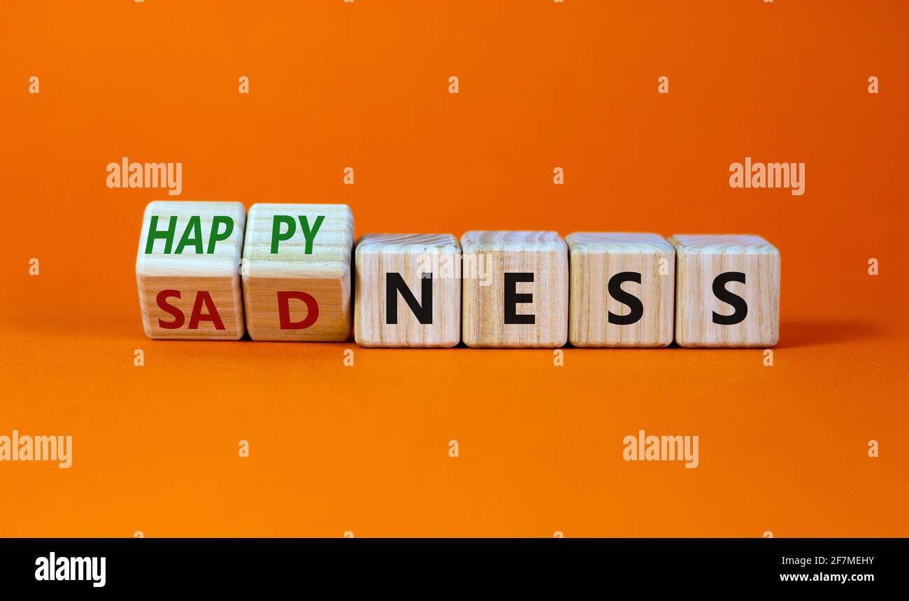 Happyness or sadness symbol. Turned cubes and changed the word 'sadness ...