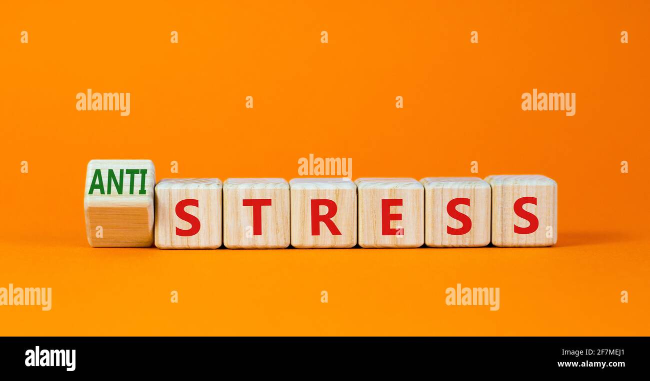 Antistress vs stress symbol. Turned cubes and changed the word stress ...