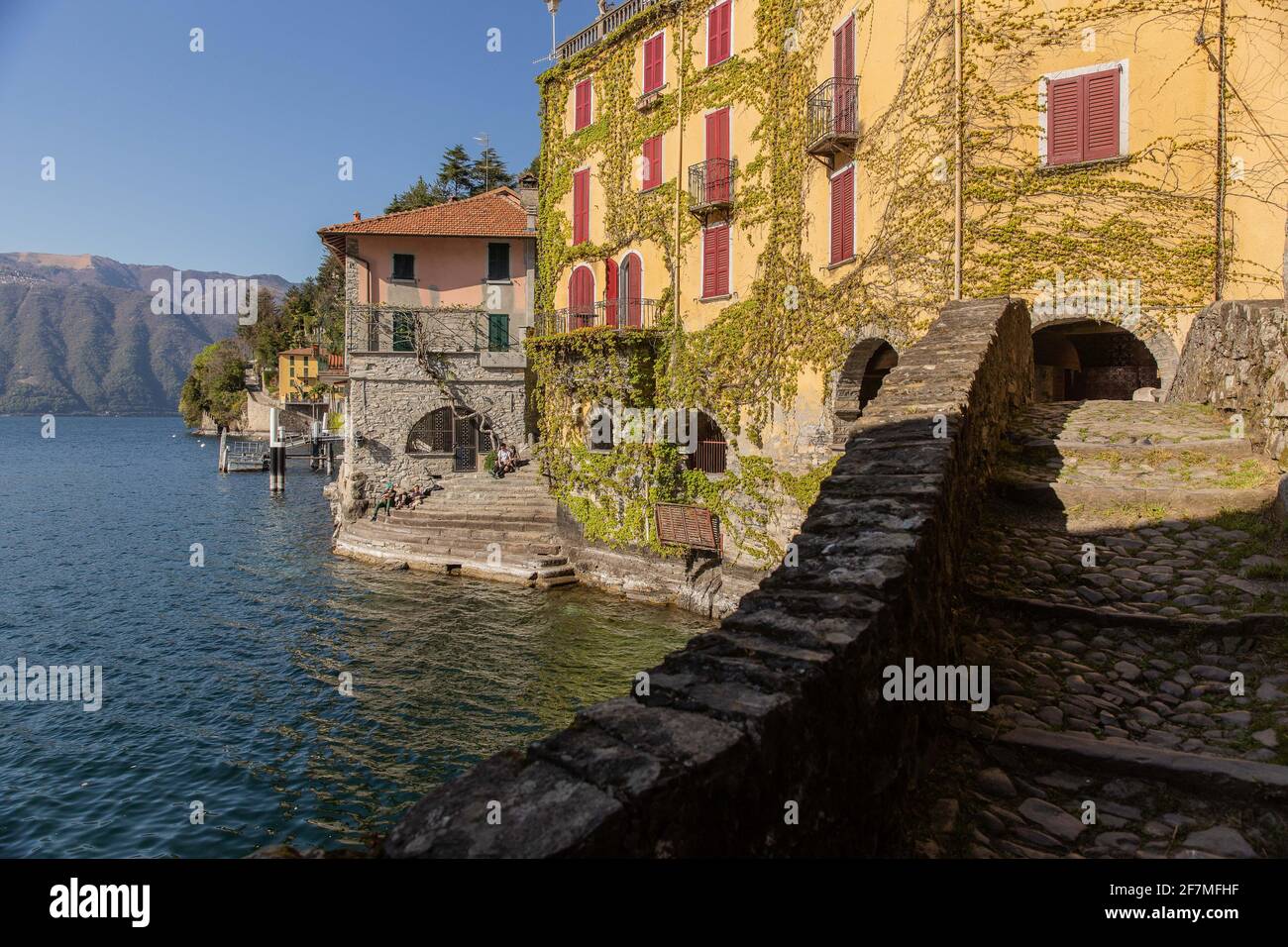 Lake Como, Italy, Colombia. 8th Apr, 2021. The iconic bridge of Nesso ...