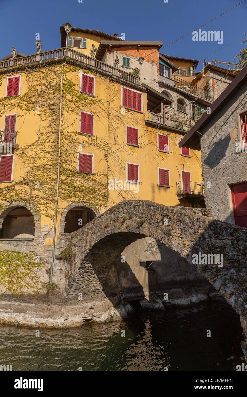 Lake Como, Italy, Italy. 8th Apr, 2021. The iconic bridge of Nesso on ...