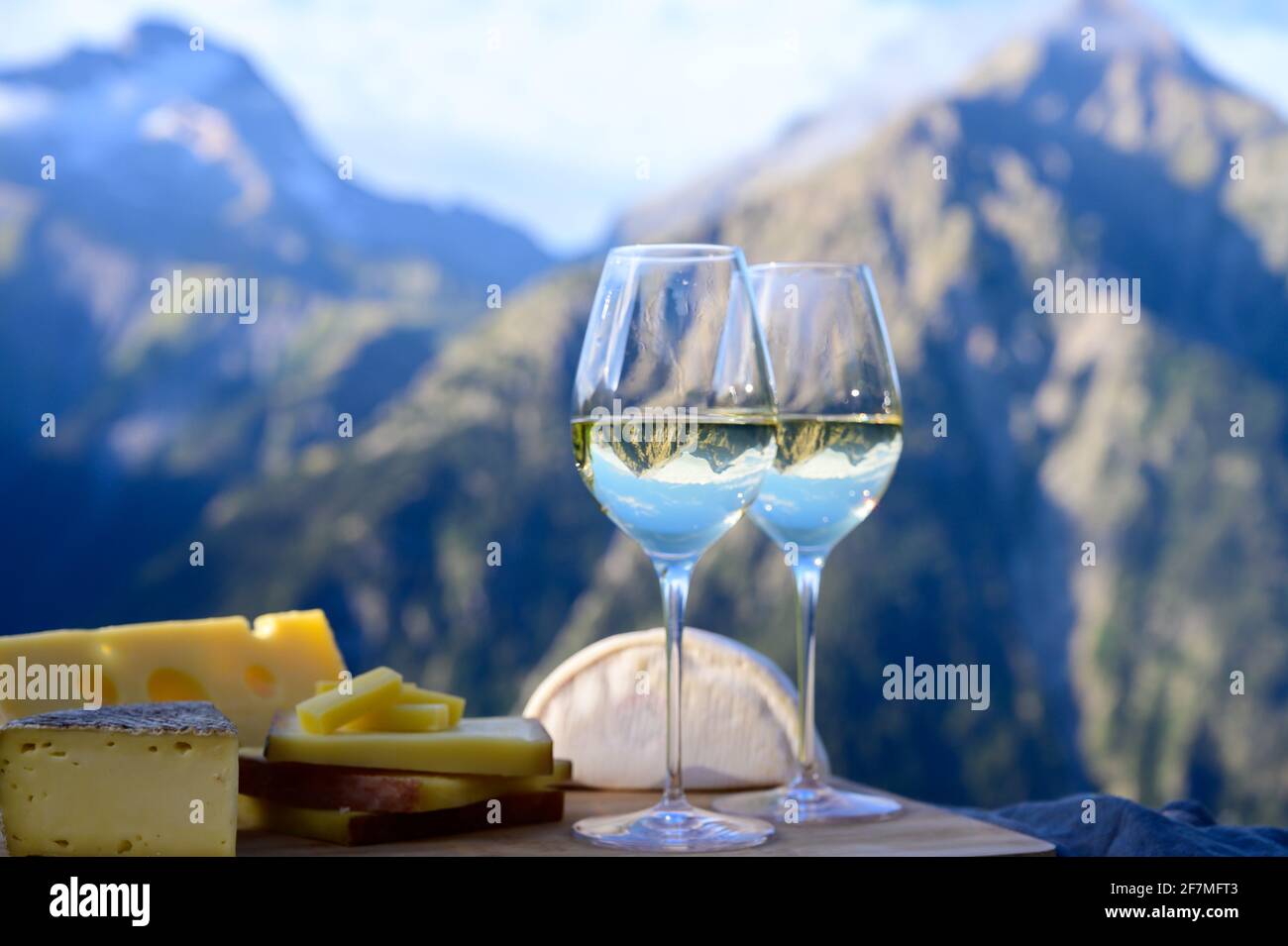 Tasty cheese and wine from Savoy region in France, beaufort, abondance ...