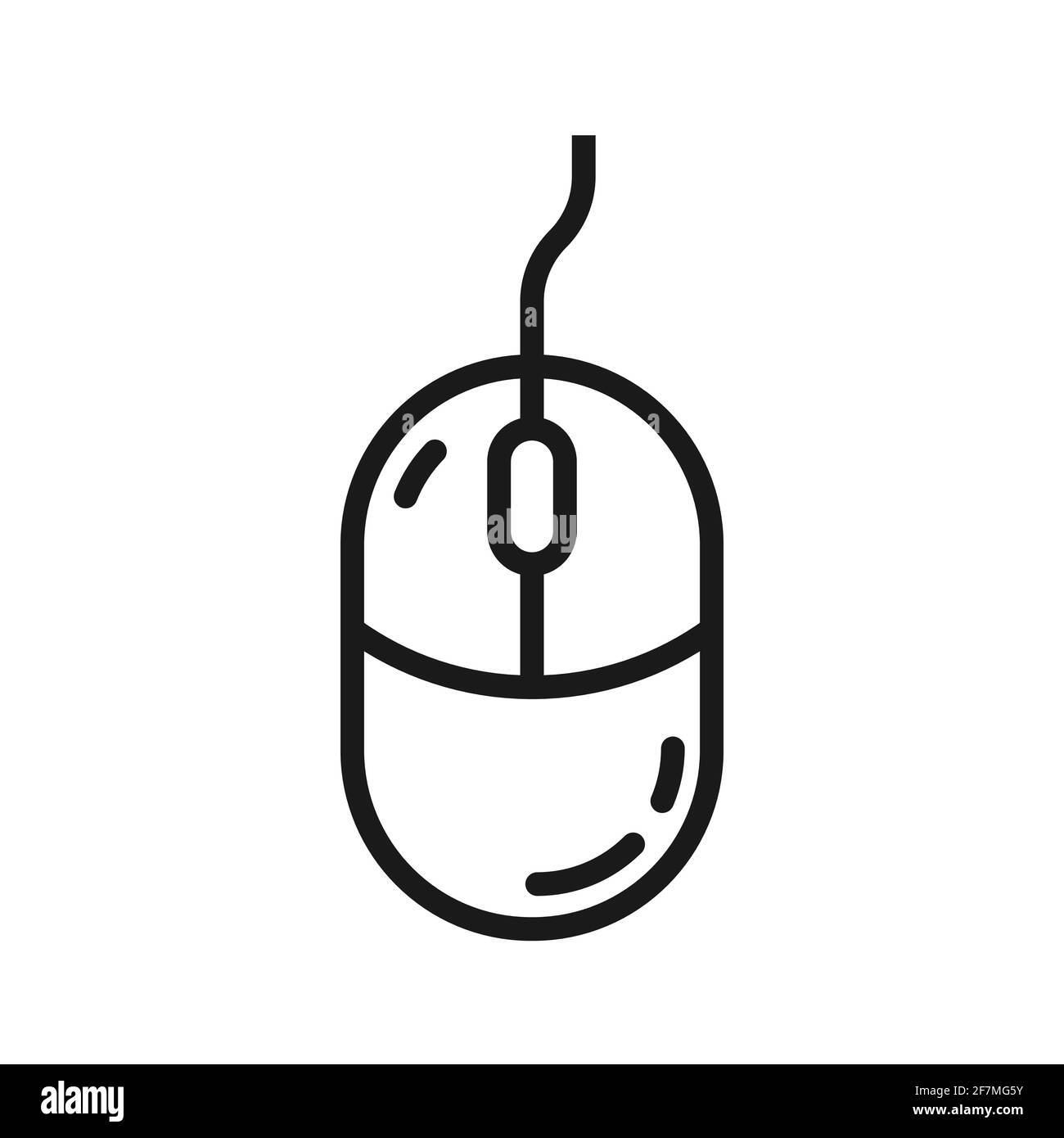 Computer mouse icon is drawn in an outline style that is isolated on a ...