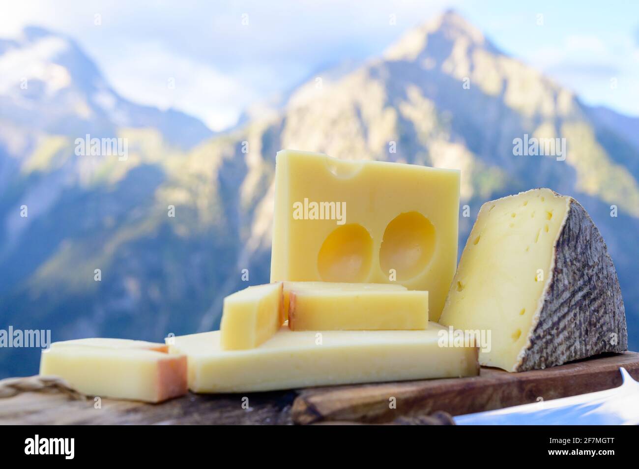 Cheese collection, French beaufort, abondance, emmental, tomme de ...