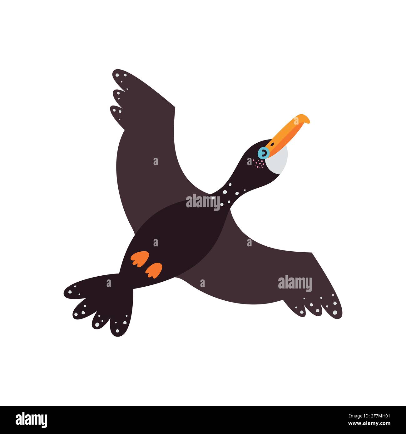 Vector illustration on white background, cormorant bird Stock Vector ...