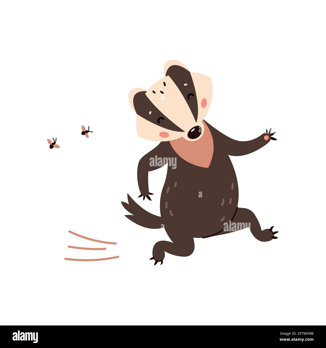 Badger on a white background. Forest animal. Vector illustration of ...
