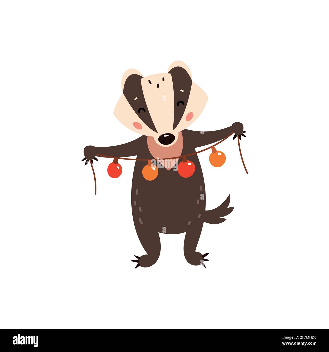 Badger on a white background. Forest animal. Vector illustration of ...