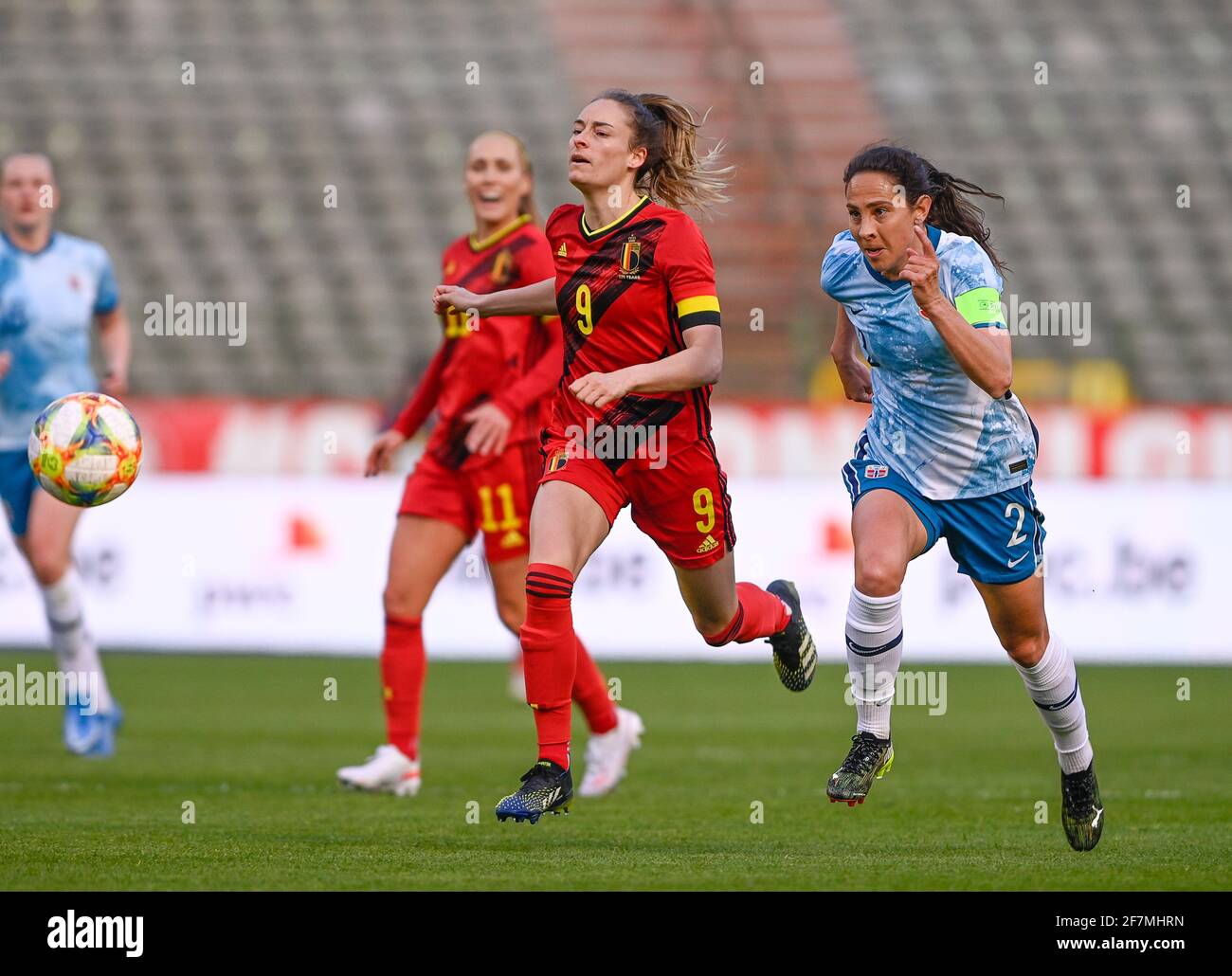 Belgium's Tessa Wullaert and Norway's Ingrid Moe Wold fight for the ...