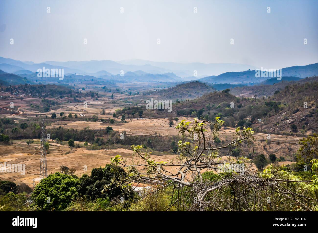small village colony top view from the mountain above with greenery ...