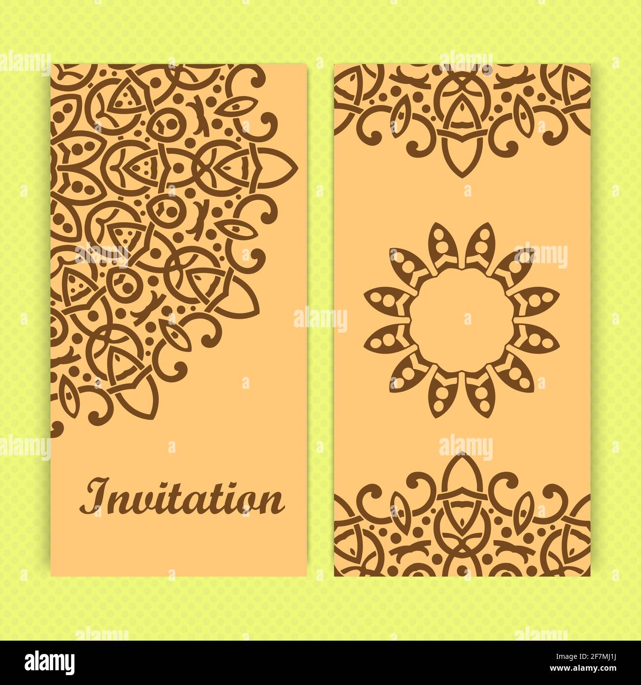 Mandala invitation card design.Floral card template design.Ornate date ...