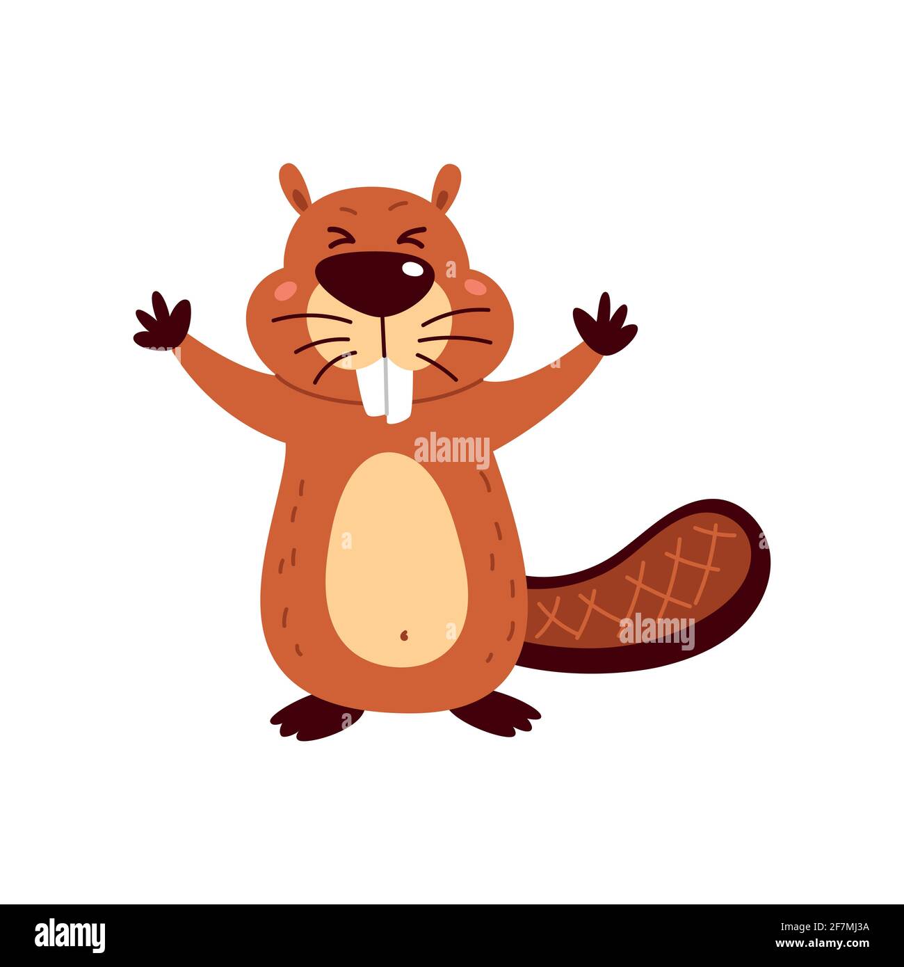Funny cartoon beaver on a white background. Vector illustration Stock ...