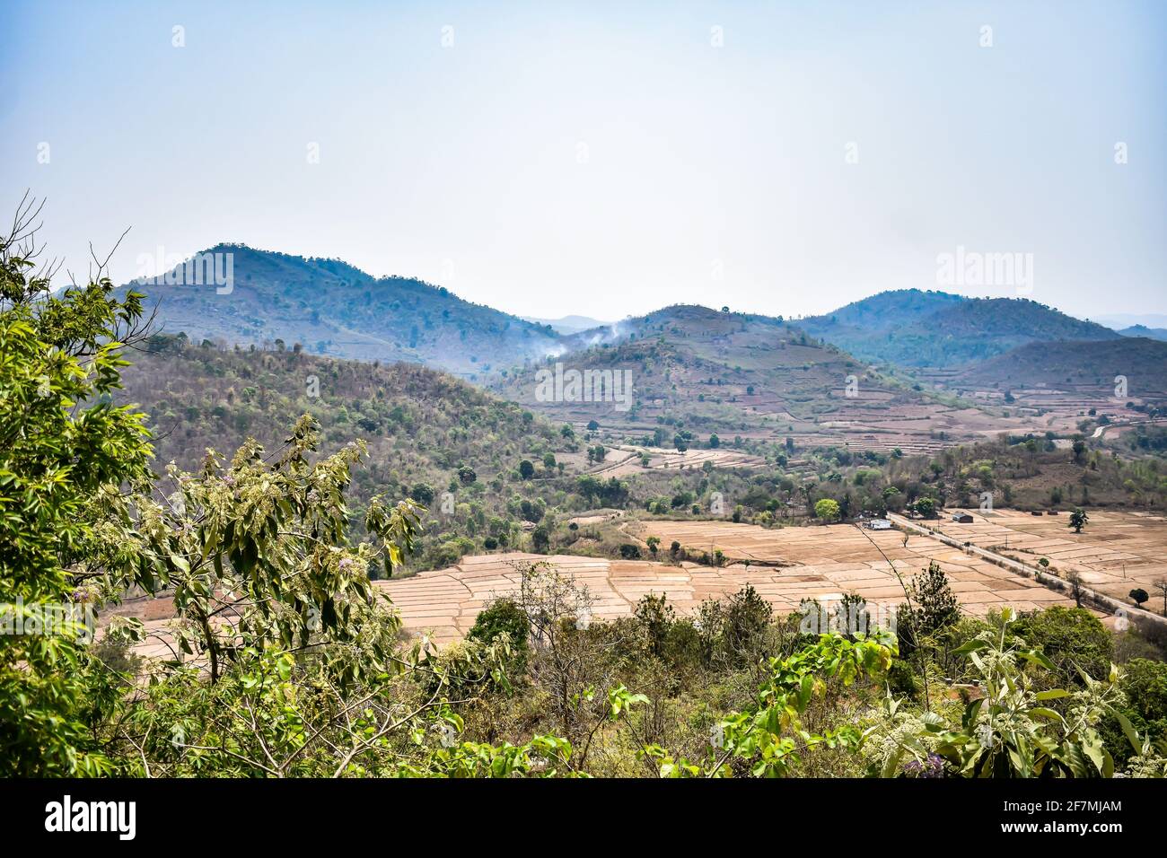 small village colony top view from the mountain above with greenery ...