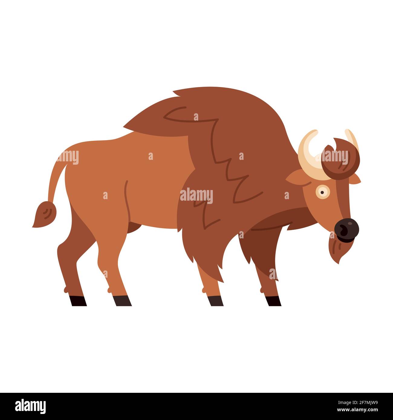 Bison icon. Vector illustration of american bison, standing in profile ...