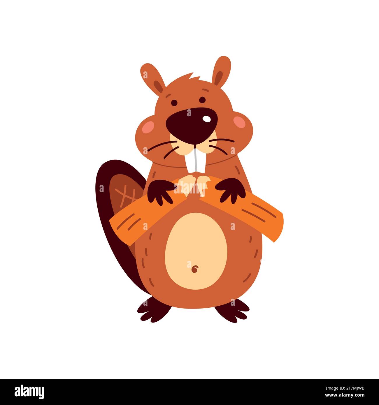 Funny cartoon beaver on a white background. Vector illustration Stock ...