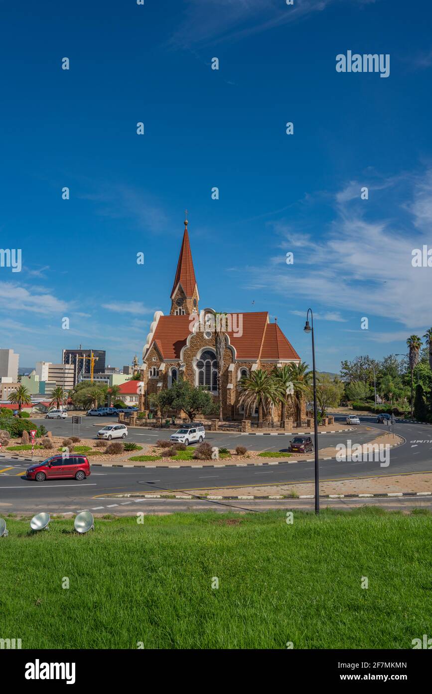 WINDHOEK, NAMIBIA - JAN 19. 2021: The Christ Church or Christuskirche ...