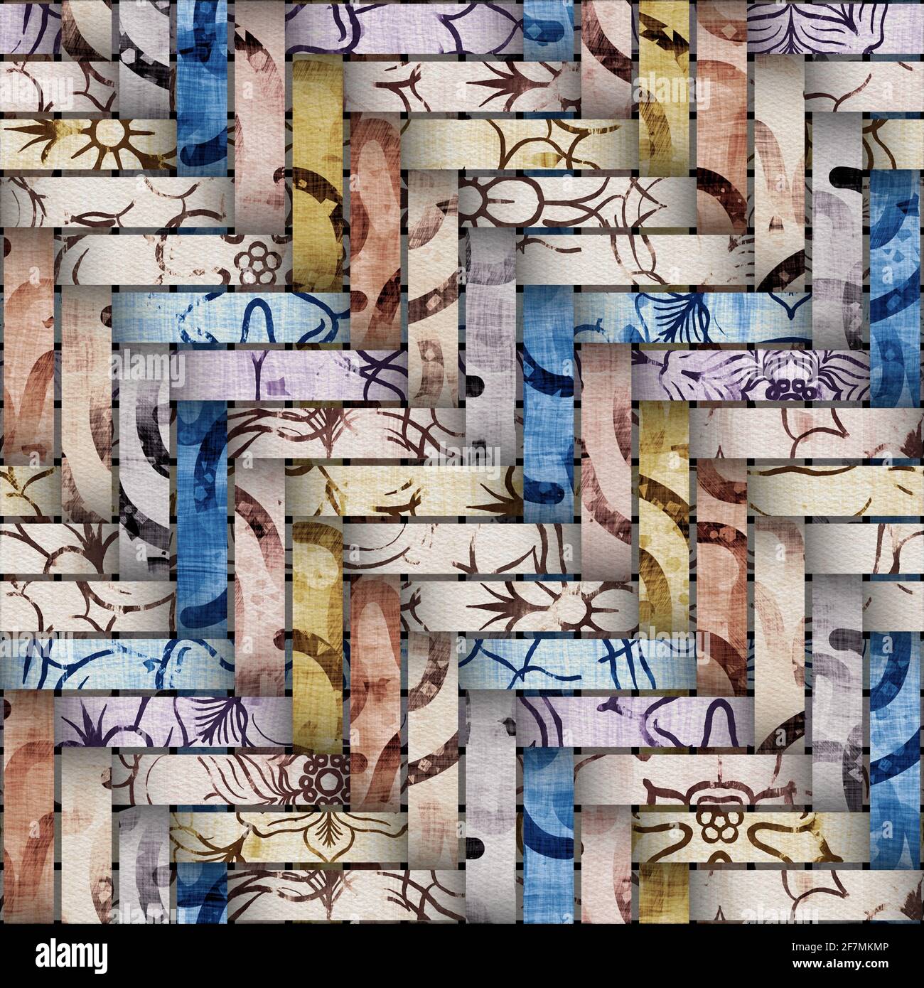 Seamless weave strip colorful ribbon pattern print Stock Photo - Alamy