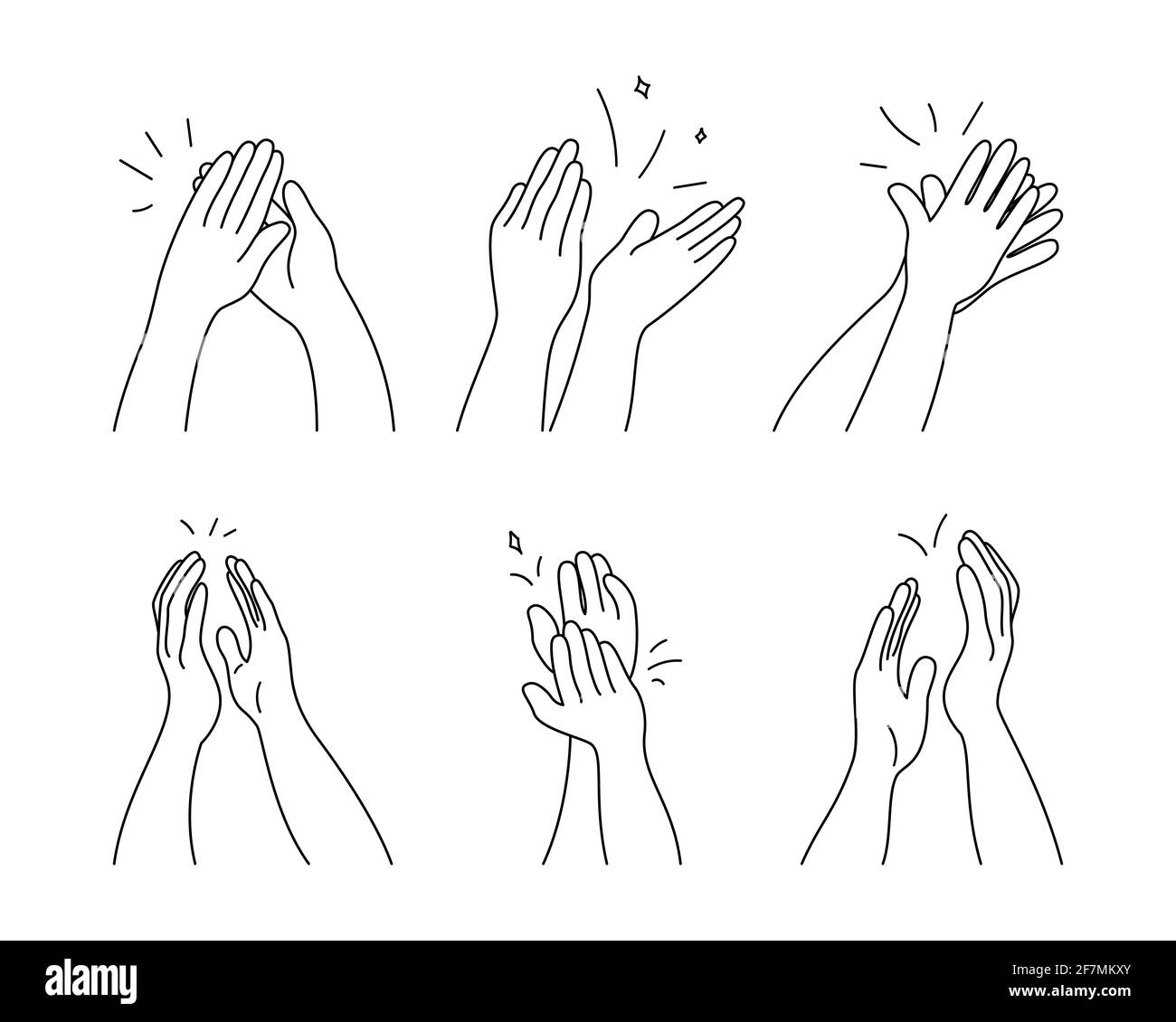 Clap icon in linear style. Black and white illustration Stock Vector ...