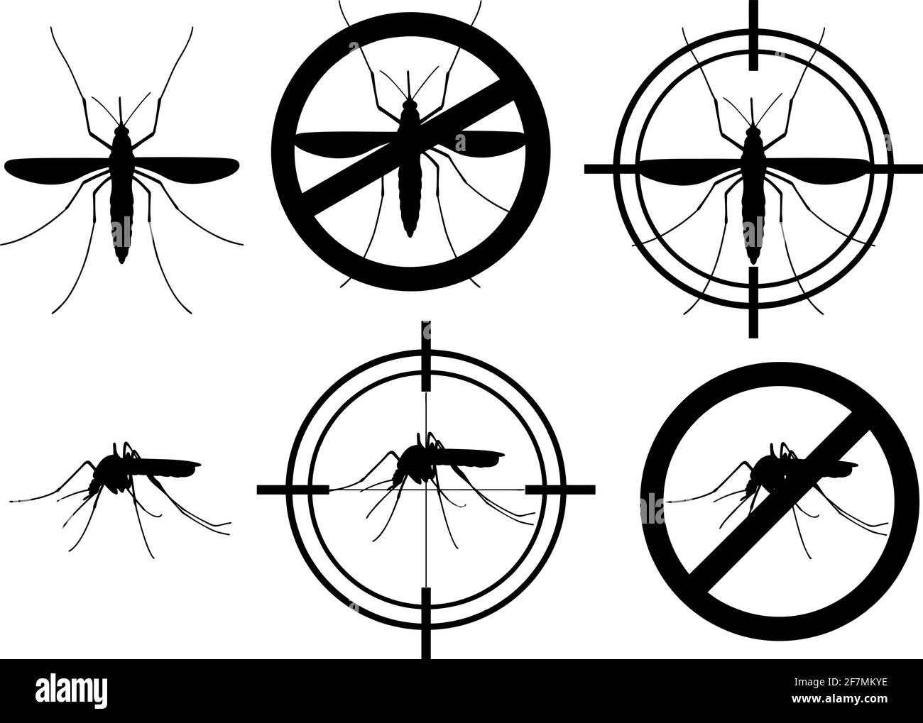 Group of warning prohibited mosquitoes sign and target isolated on ...