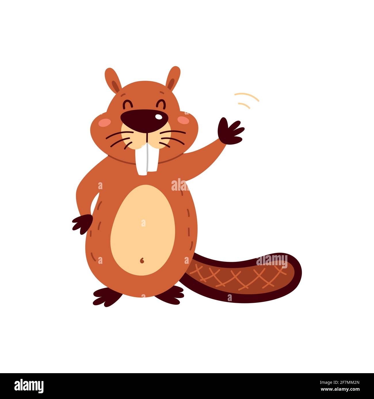 Funny cartoon beaver on a white background. Vector illustration Stock ...