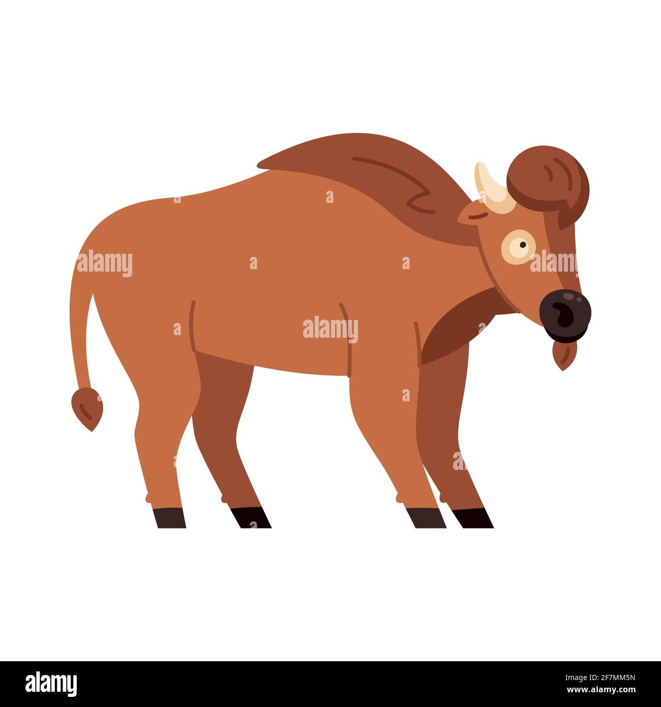 Bison icon. Vector illustration of american bison, standing in profile ...