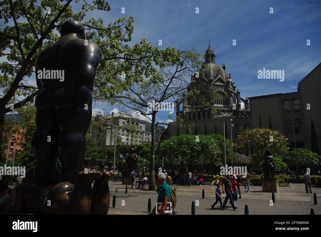 Fernando Botero sculpture in Main Square, Medellin, Colombia Stock ...
