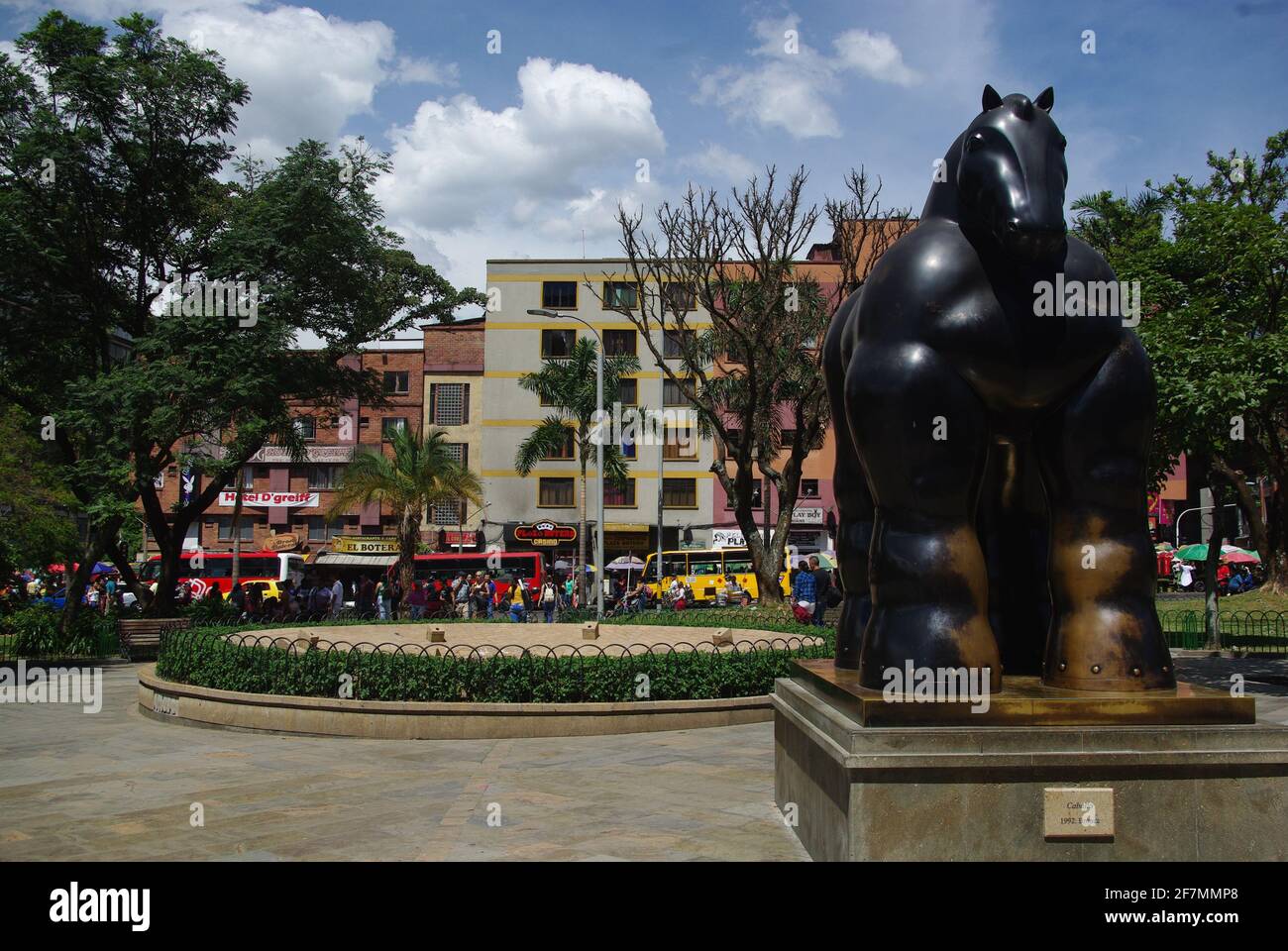 Fernando Botero sculpture in Main Square, Medellin, Colombia Stock ...