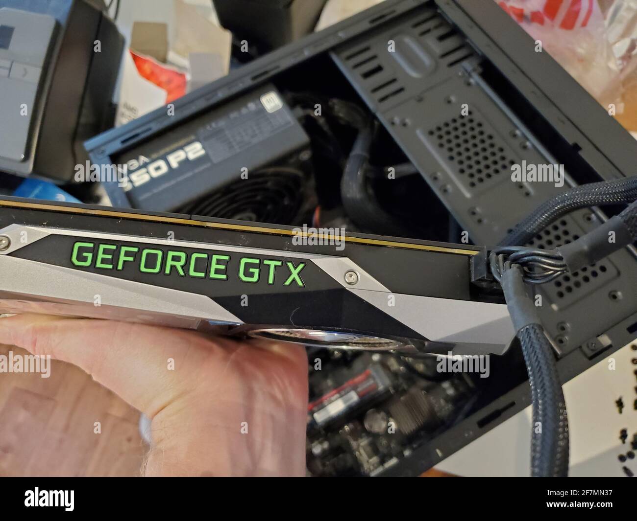 United States. 18th Mar, 2021. Photograph of a person holding an Nvidia ...