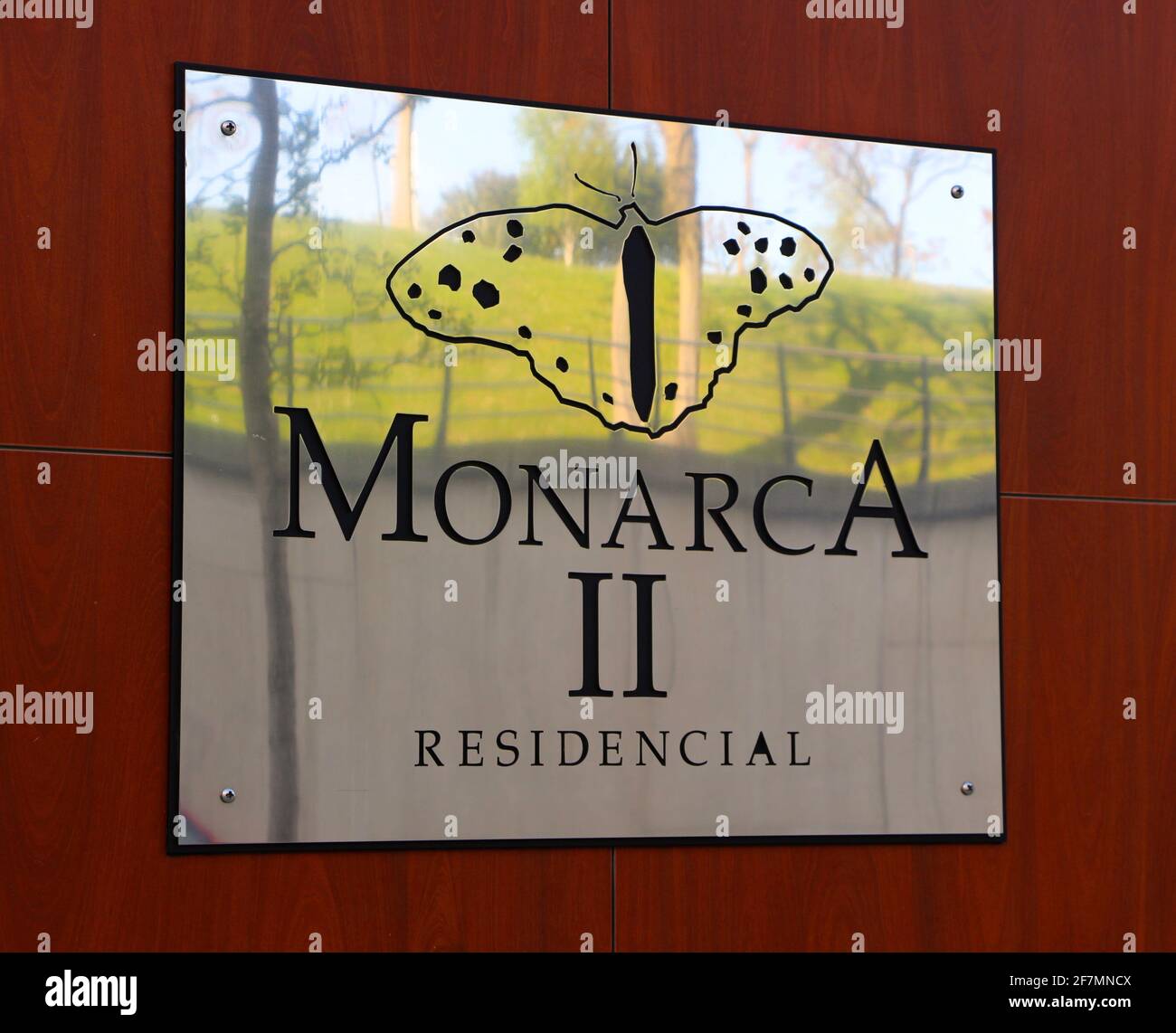 Reflective stainless steel name plaque for the Monarch II Residential ...