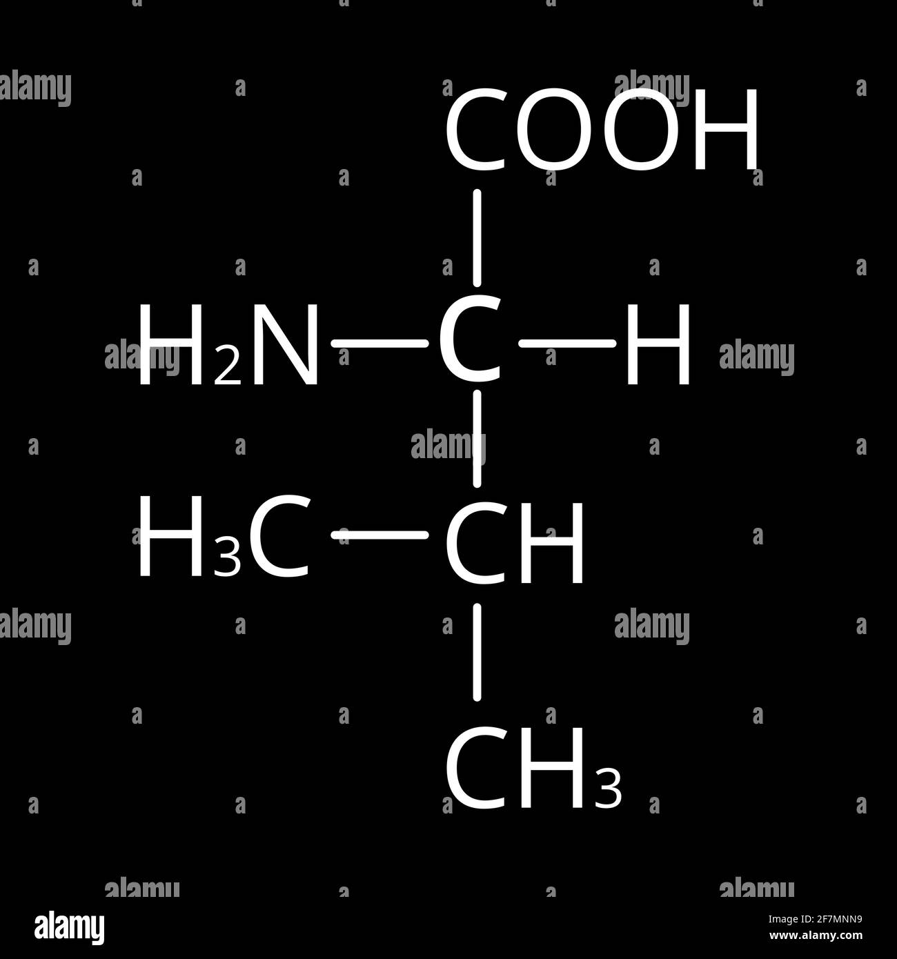 Valine amino acid. Chemical molecular formula of valine amino acid ...