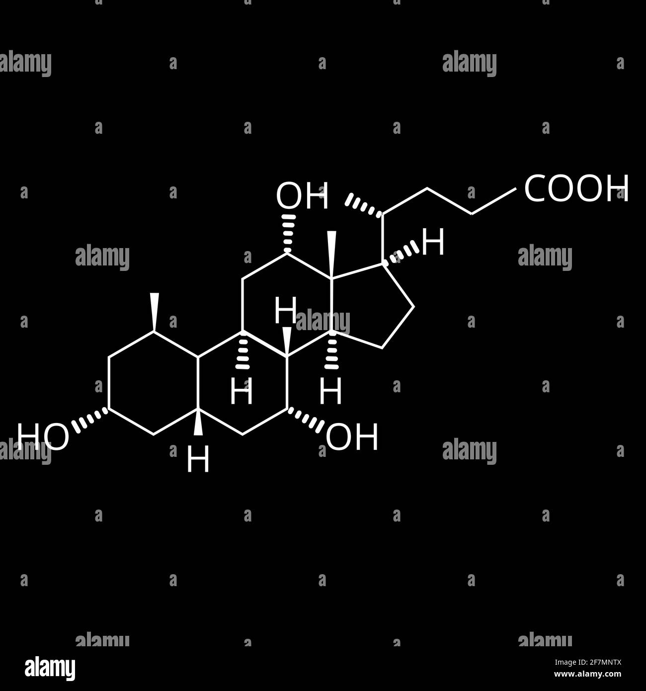 Cholic acid. Bile acid. The chemical molecular formula is cholic acid ...