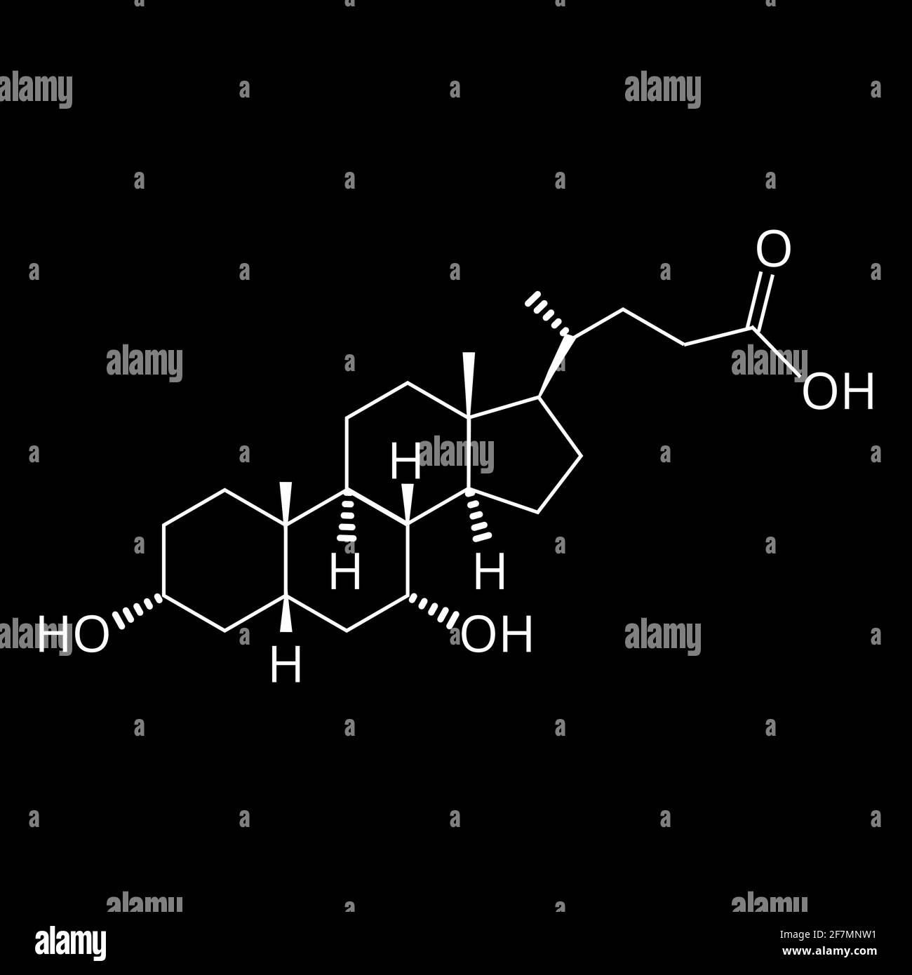 Chenodeoxycholic acid. Bile acid. Chemical molecular formula ...