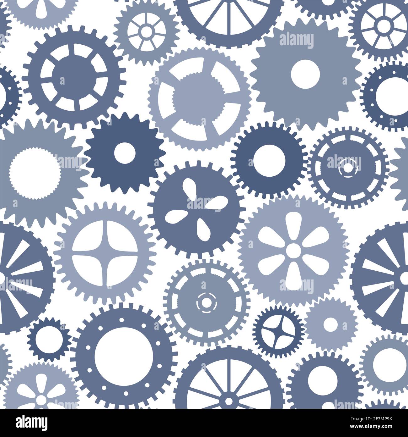 Vector seamless patern gears. Monochrome round gear elements of the ...