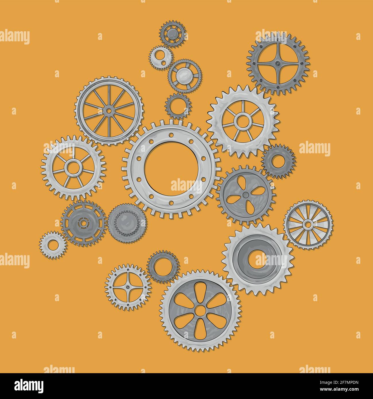 Vector illustration of a gear. Grey round gear elements of the ...