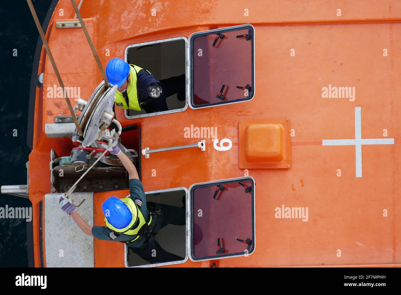 Lifeboat testing and maintenance on P&O Britannia cruise ship Stock ...
