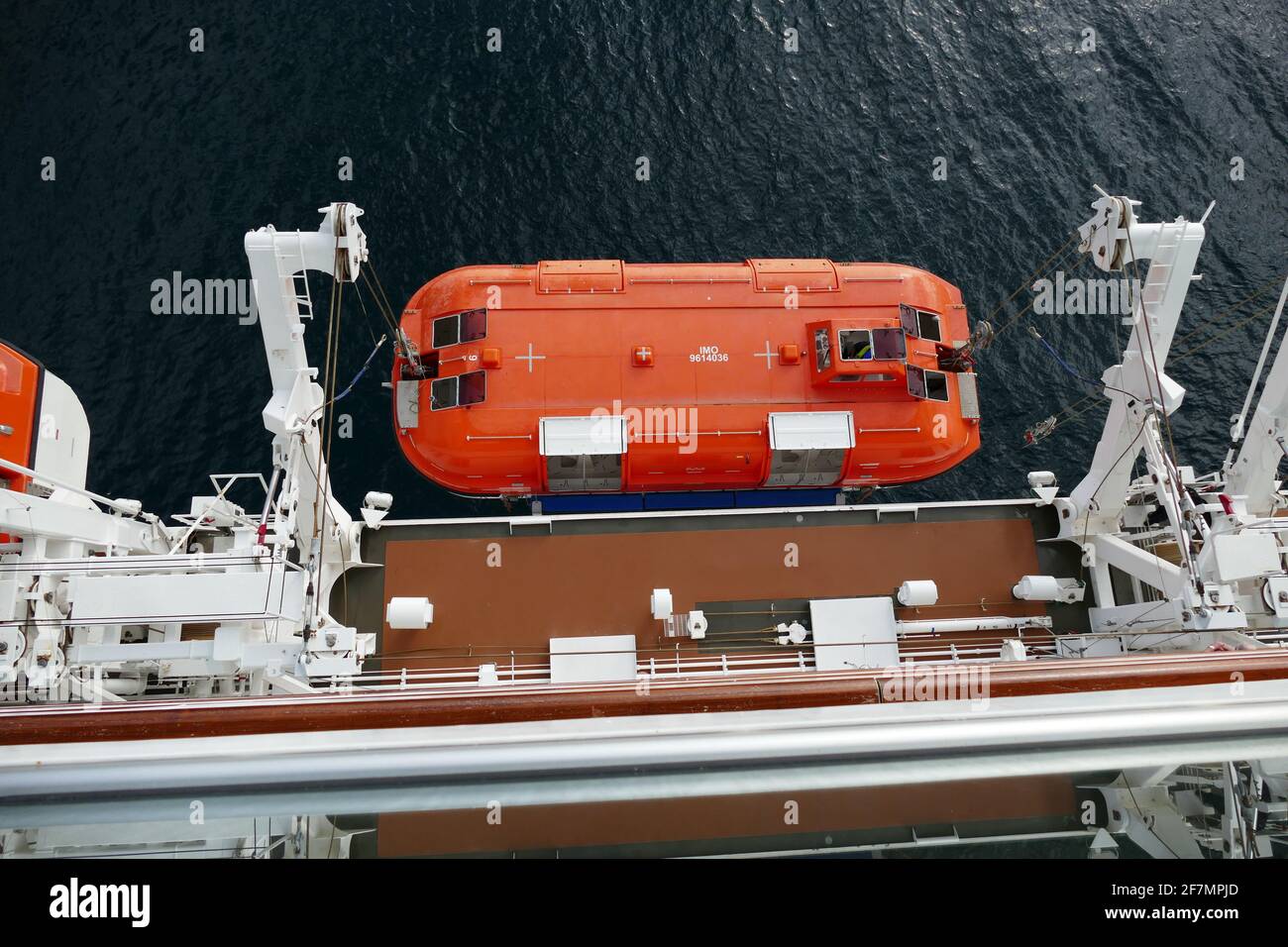 Lifeboat testing and maintenance on P&O Britannia cruise ship Stock ...