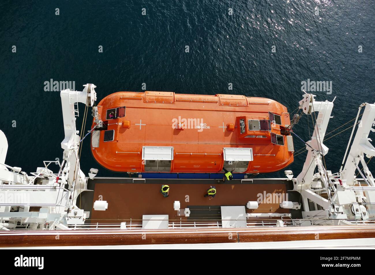 Lifeboat testing and maintenance on P&O Britannia cruise ship Stock ...