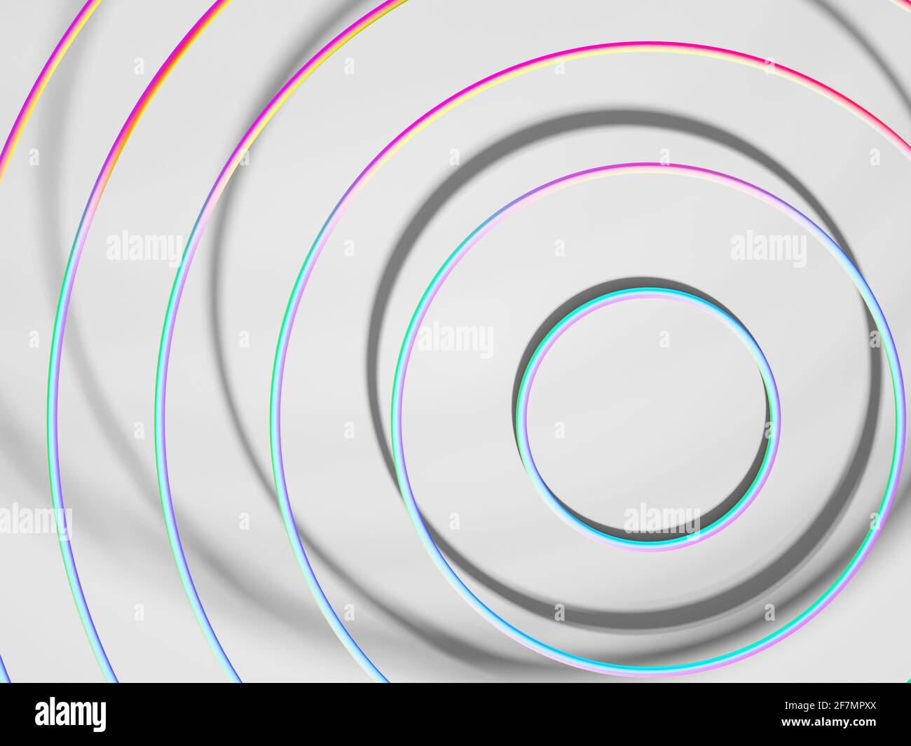Abstract 3d background with colorful flying circles and shadows, top ...