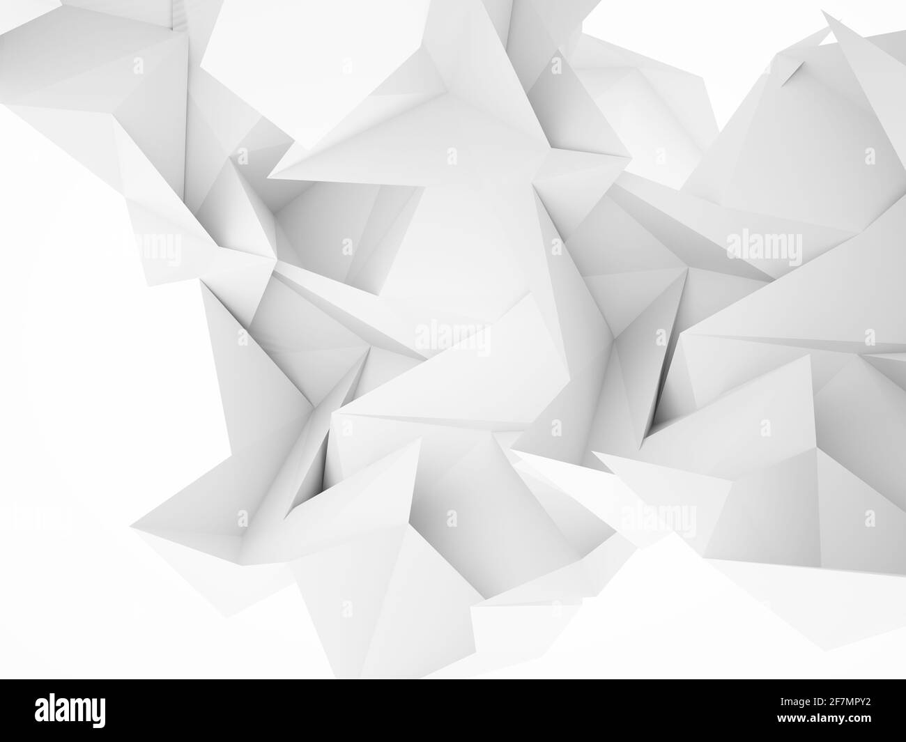 Abstract white triangular surface pattern. Low-poly background texture, 3d rendering ...